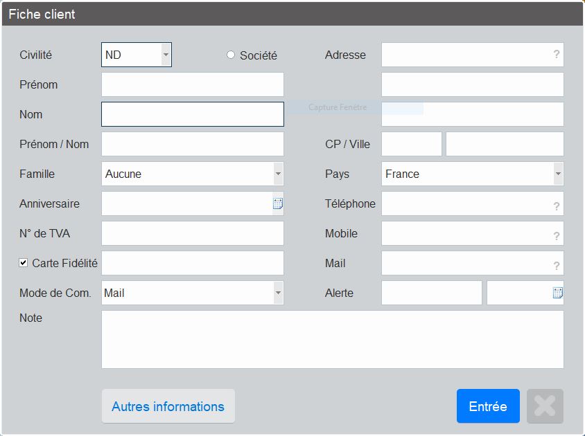 Création - Gestion des clients - La caisse